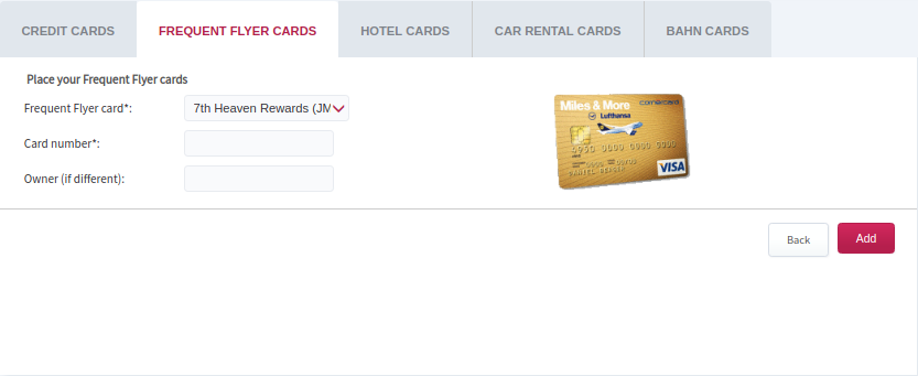 8. Deposit of frequent flyer number – Atlatos GmbH